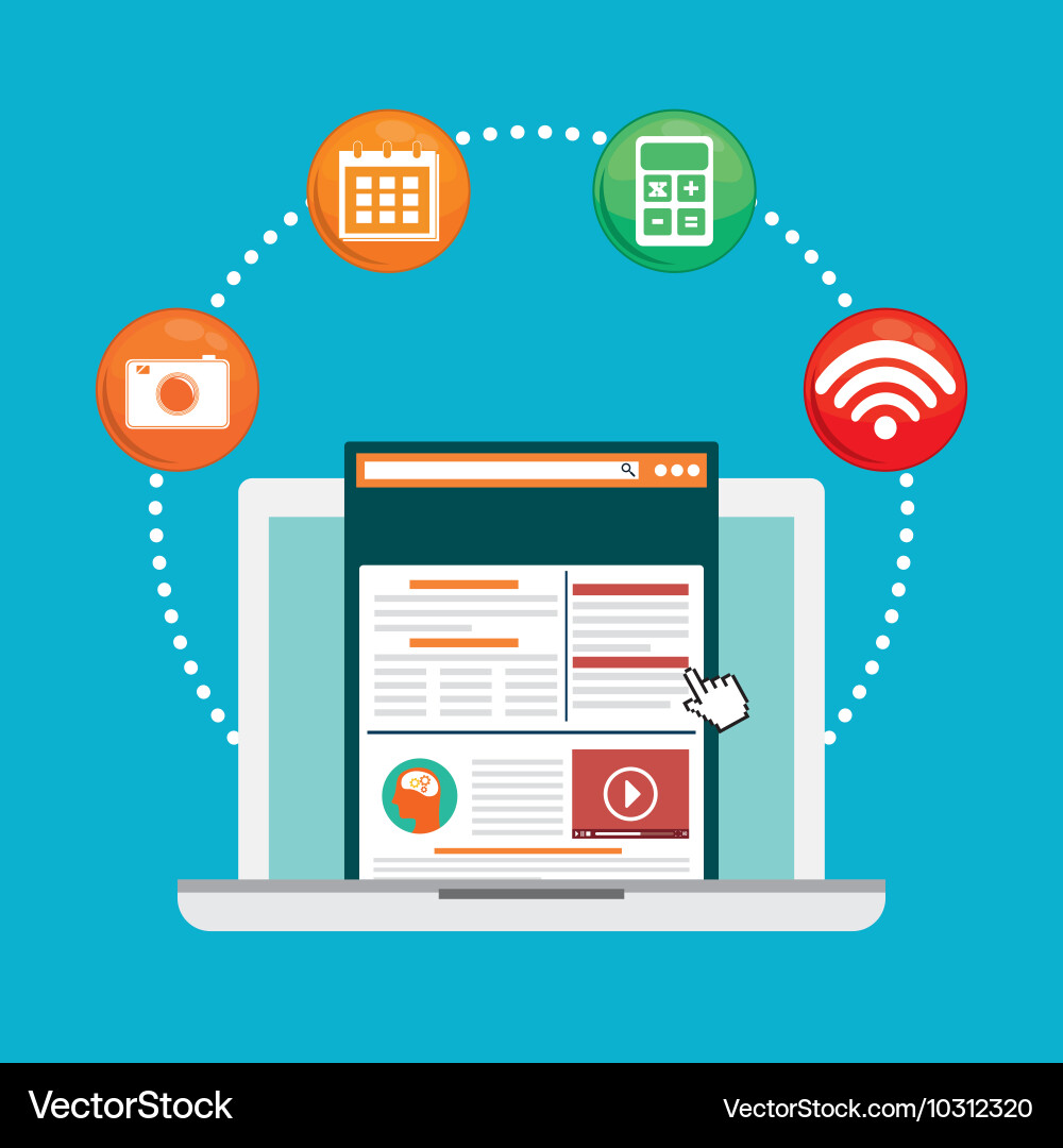 Laptop social media design Royalty Free Vector Image