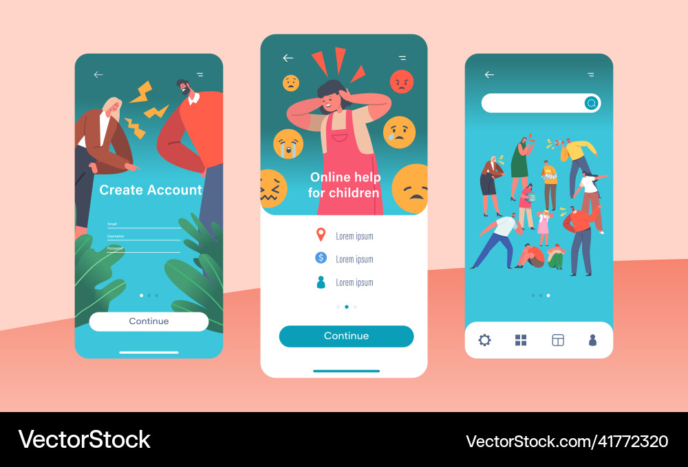 Online help for children mobile app page onboard Vector Image
