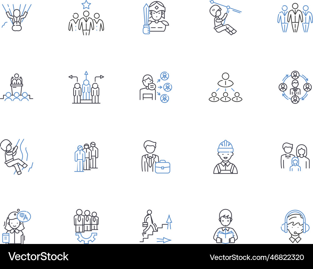 Open-minded individuals line icons collection Vector Image