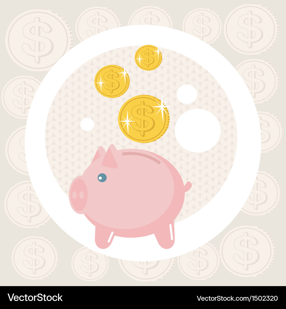 Piggy bank card Royalty Free Vector Image - VectorStock