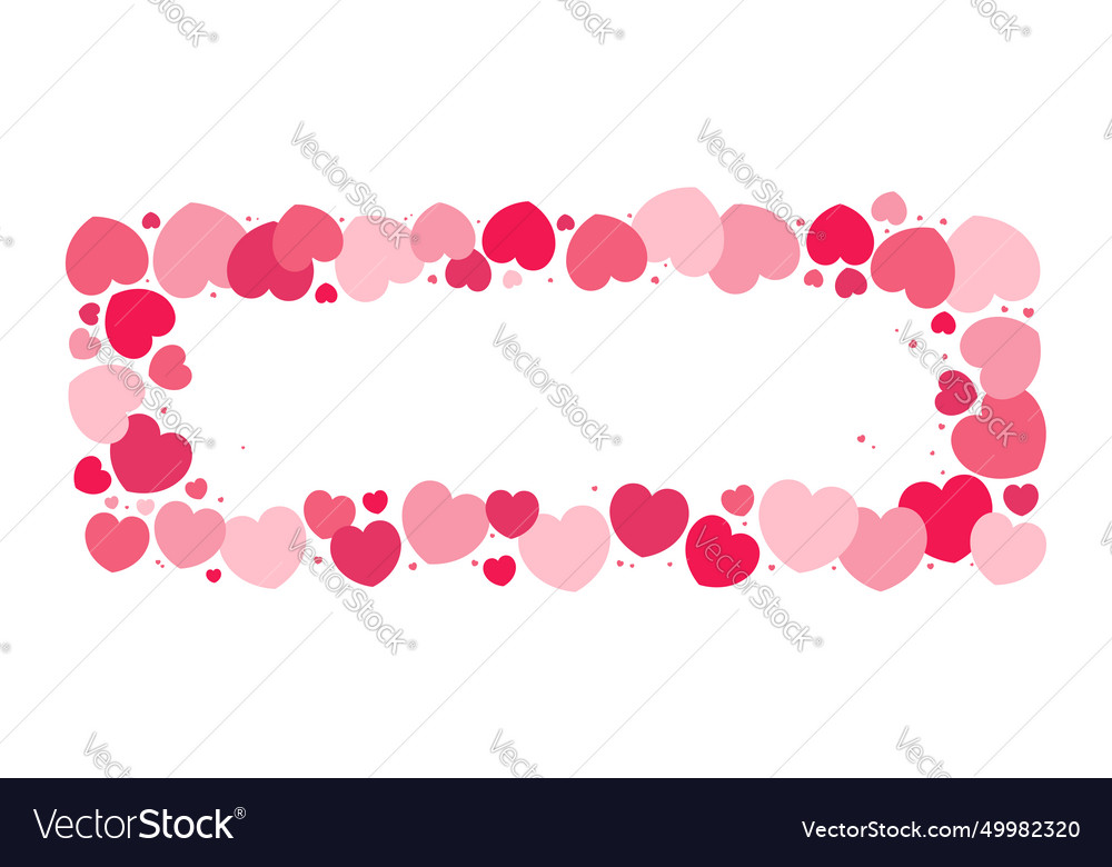 Red pink hearts valentines day frame border Vector Image