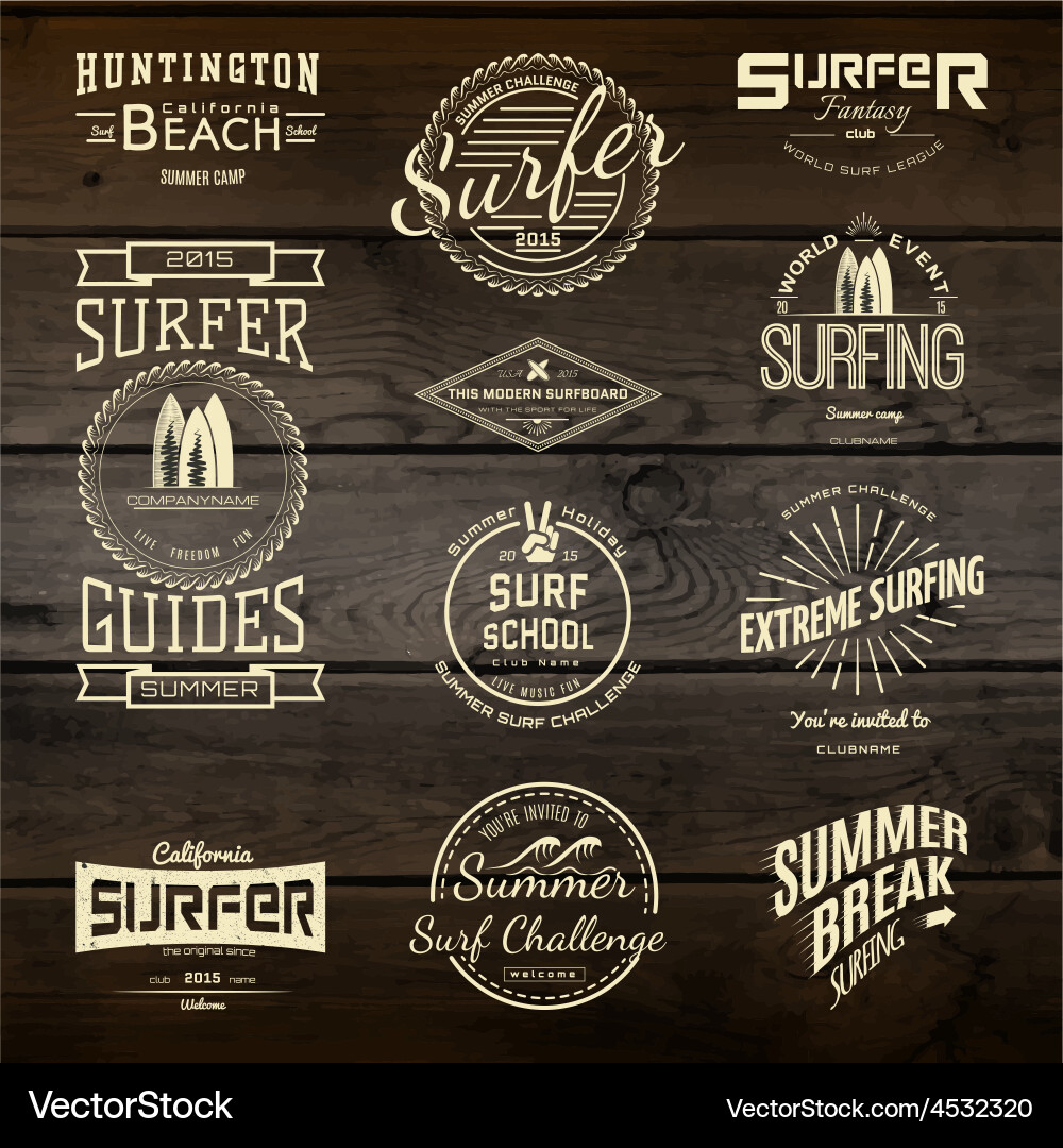 Surf badges logos and labels for any use Vector Image