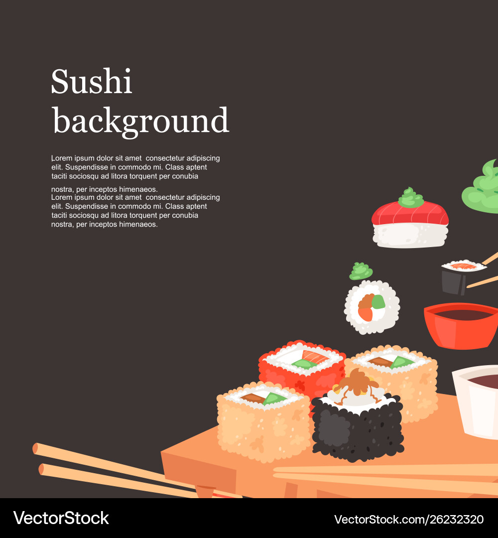 Sushi bar background banner Royalty Free Vector Image