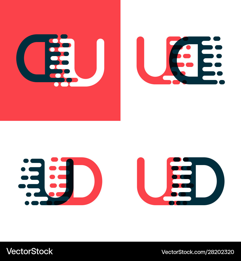Ud letters logo with accent speed dark red Vector Image