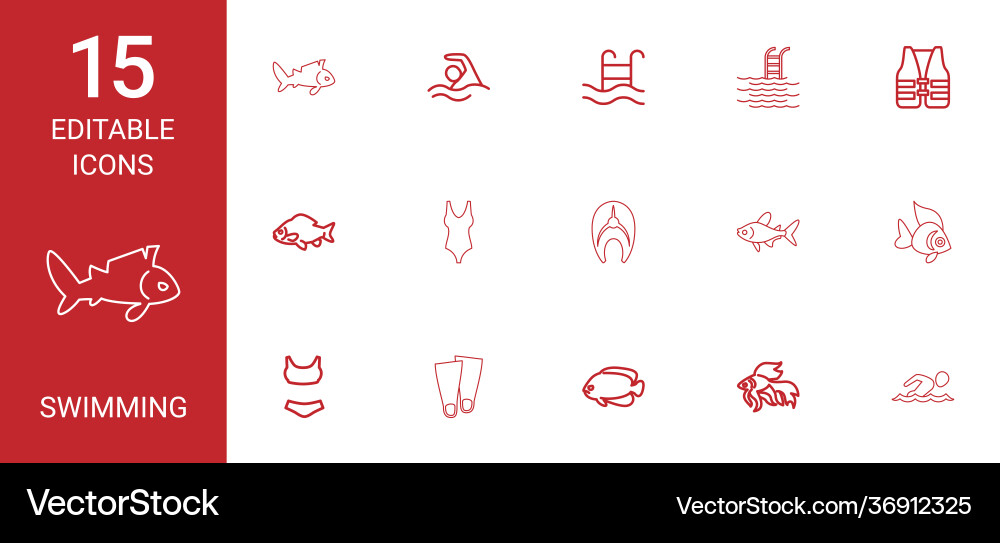 15 swimming icons Royalty Free Vector Image - VectorStock