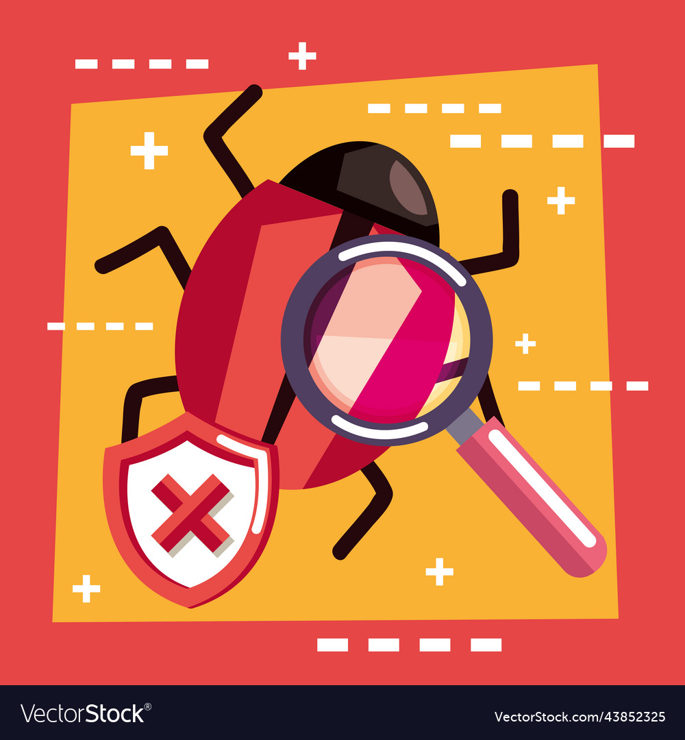 Bug and magnifying glass Royalty Free Vector Image Bug and magnifying glass Royalty Free Vector Image