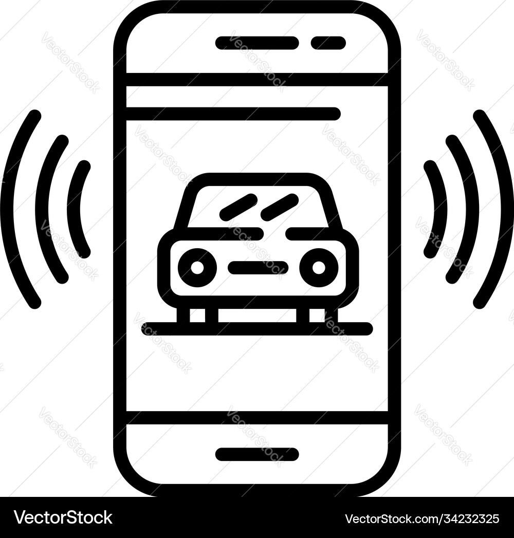 Car on smartphone screen icon outline style Vector Image