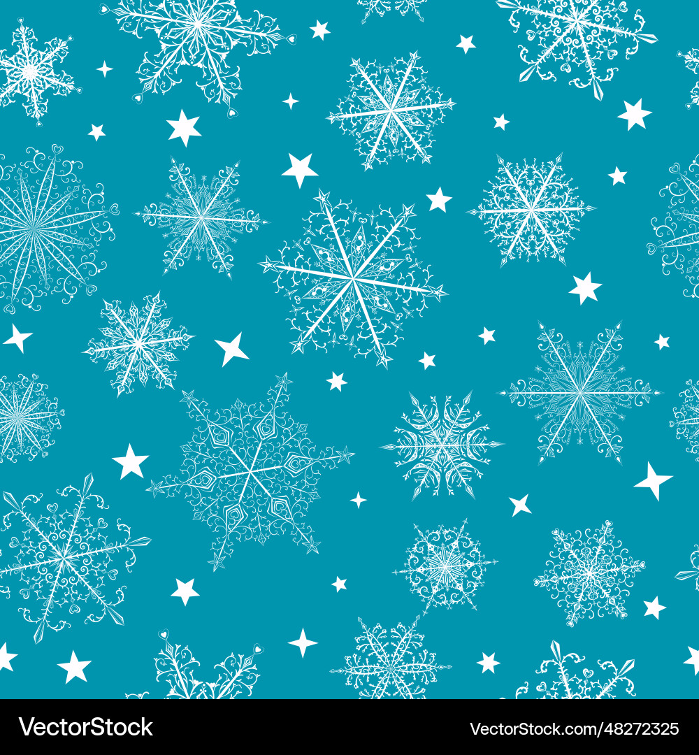 Christmas seamless pattern of complex snowflakes Vector Image