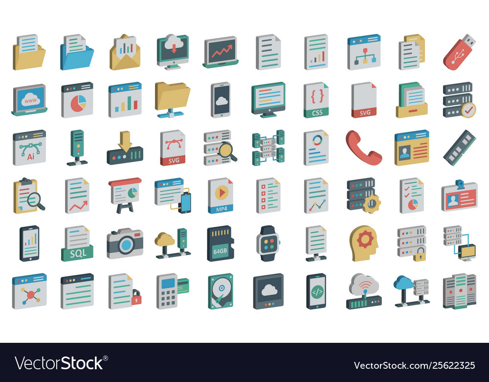 Cloud Computing And Data Storage Isometric Vector Image