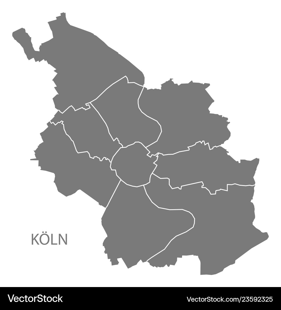Cologne city map with boroughs grey silhouette Vector Image