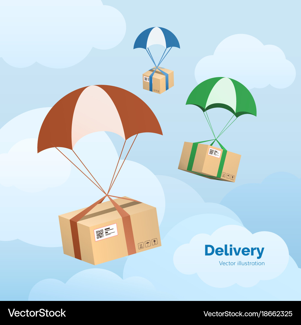 Delivery service packages are flying Royalty Free Vector