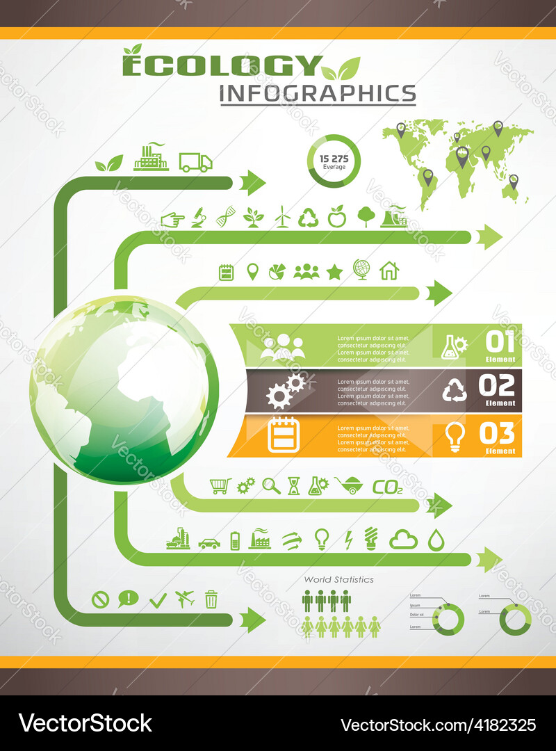 Ecology infographics icons collection Royalty Free Vector