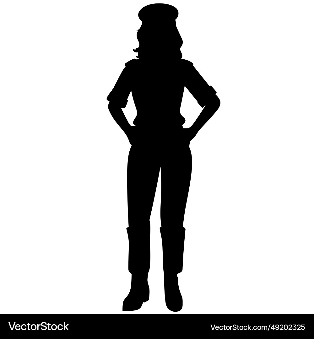 Female pilot black icon on white background Vector Image