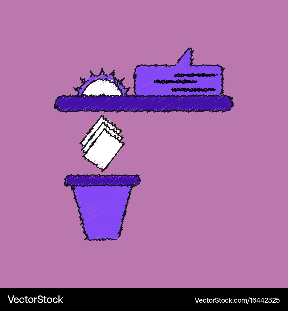 Flat shading style icon paper and trash Royalty Free Vector