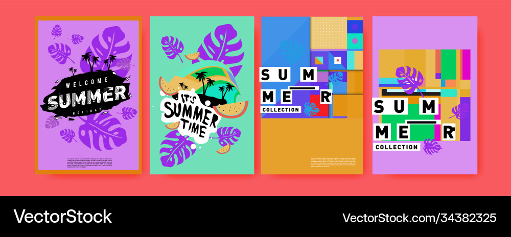 Geometric memphis summer collection poster design Vector Image