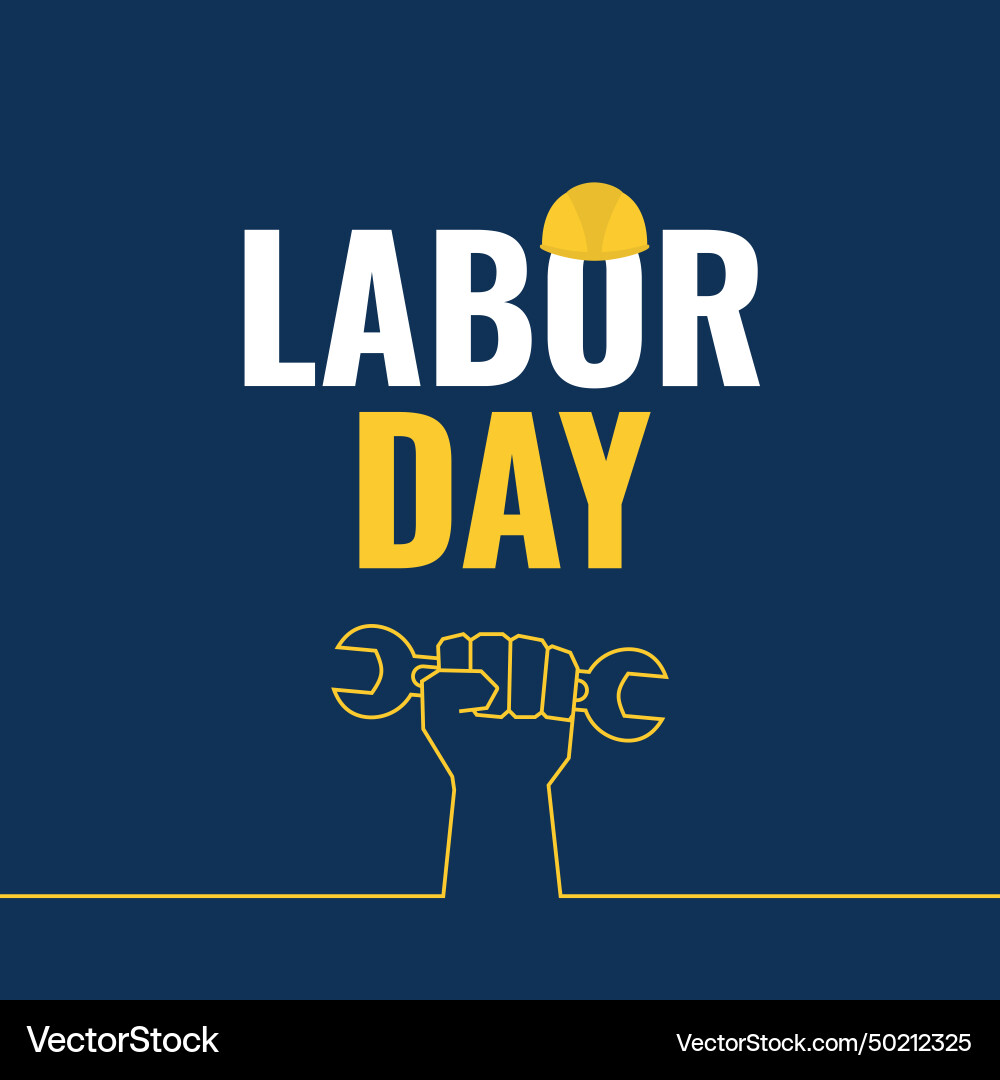 Hand holding a wrench tool labor day template Vector Image