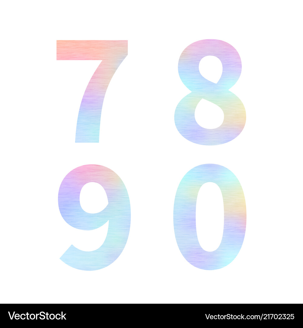 Modern 7 8 9 0 letters with bright colorful Vector Image