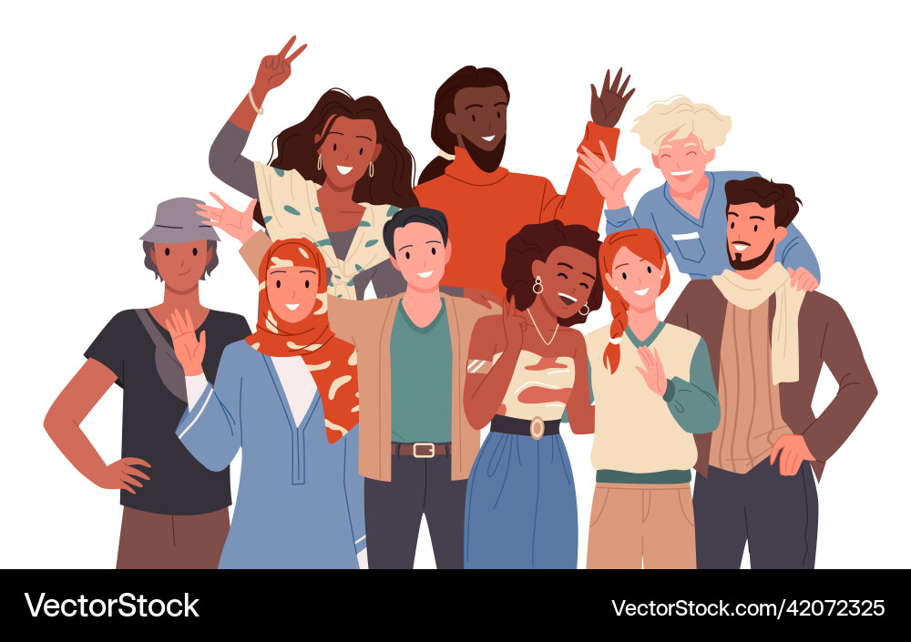 Multicultural and multiethnic team group of happy Vector Image