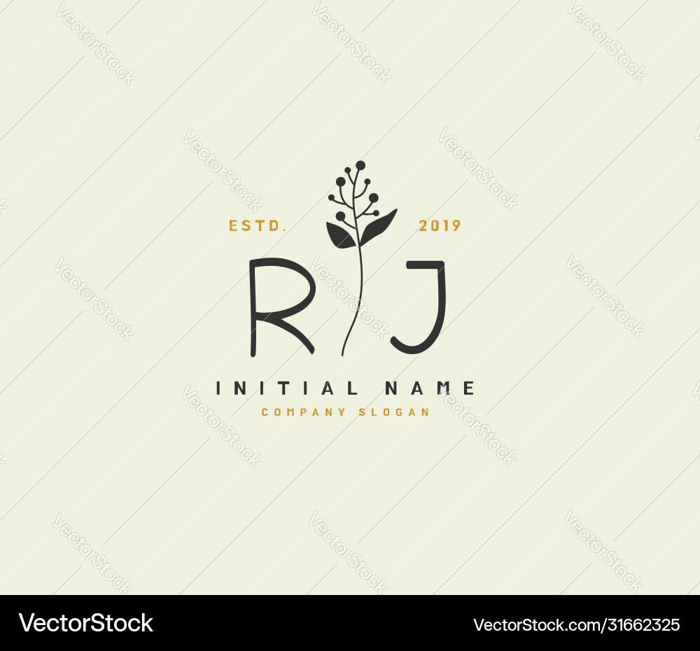 R j rj beauty initial logo handwriting Royalty Free Vector