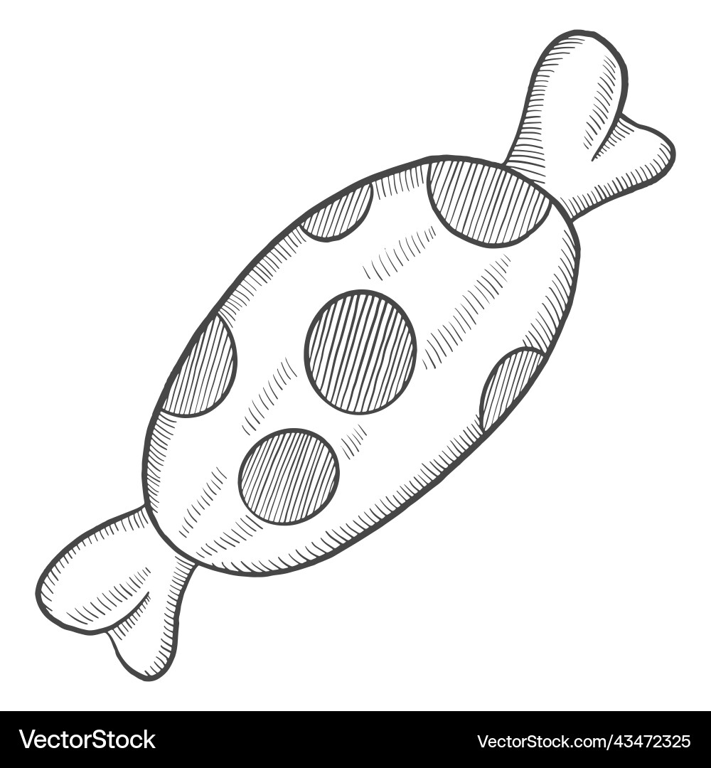 Round wrapped sweet candy isolated doodle hand Vector Image