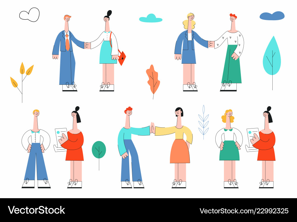 Stylized flat corporate business people set Vector Image