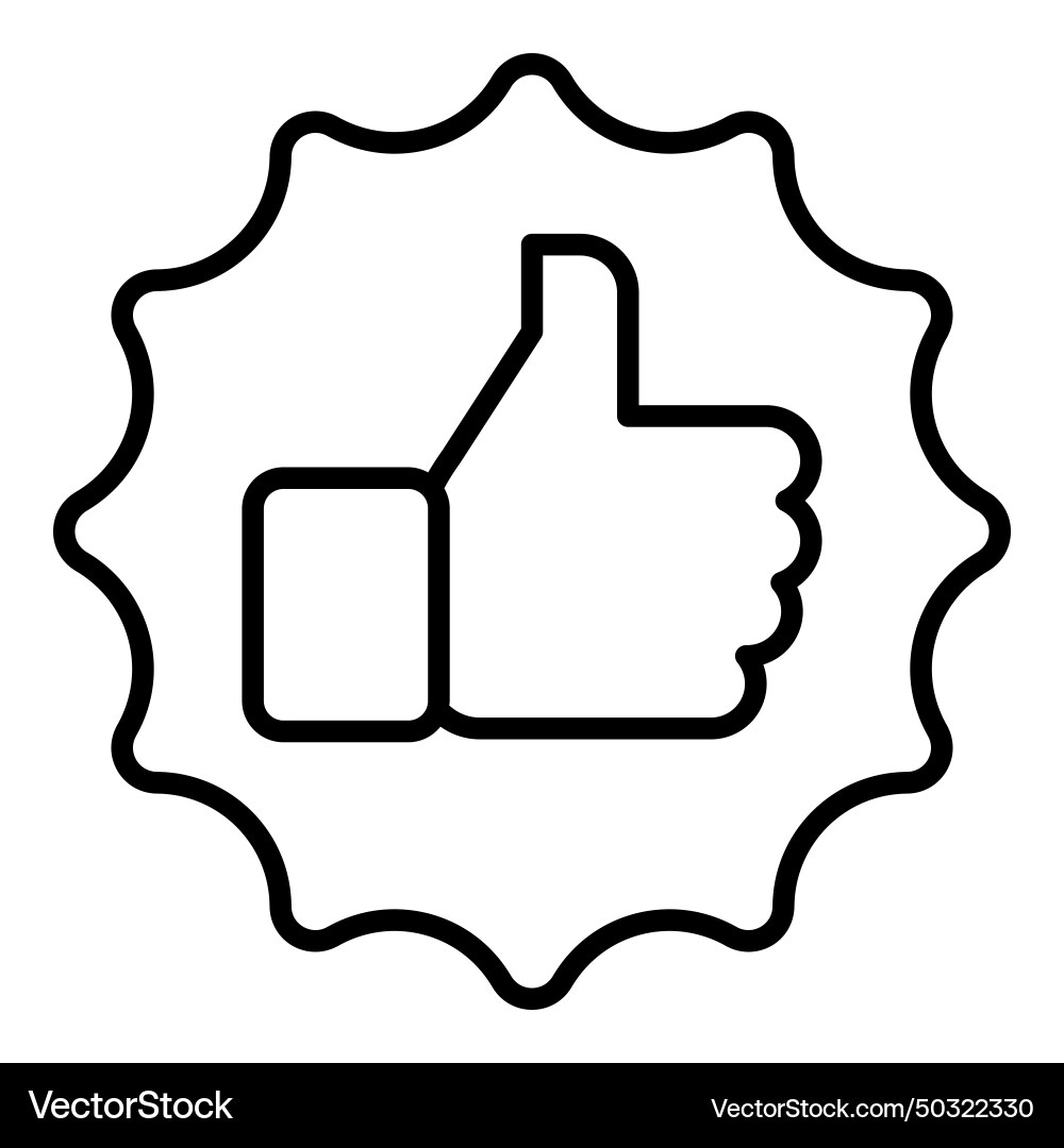 Approve badge thumb up flat icon isolated Vector Image
