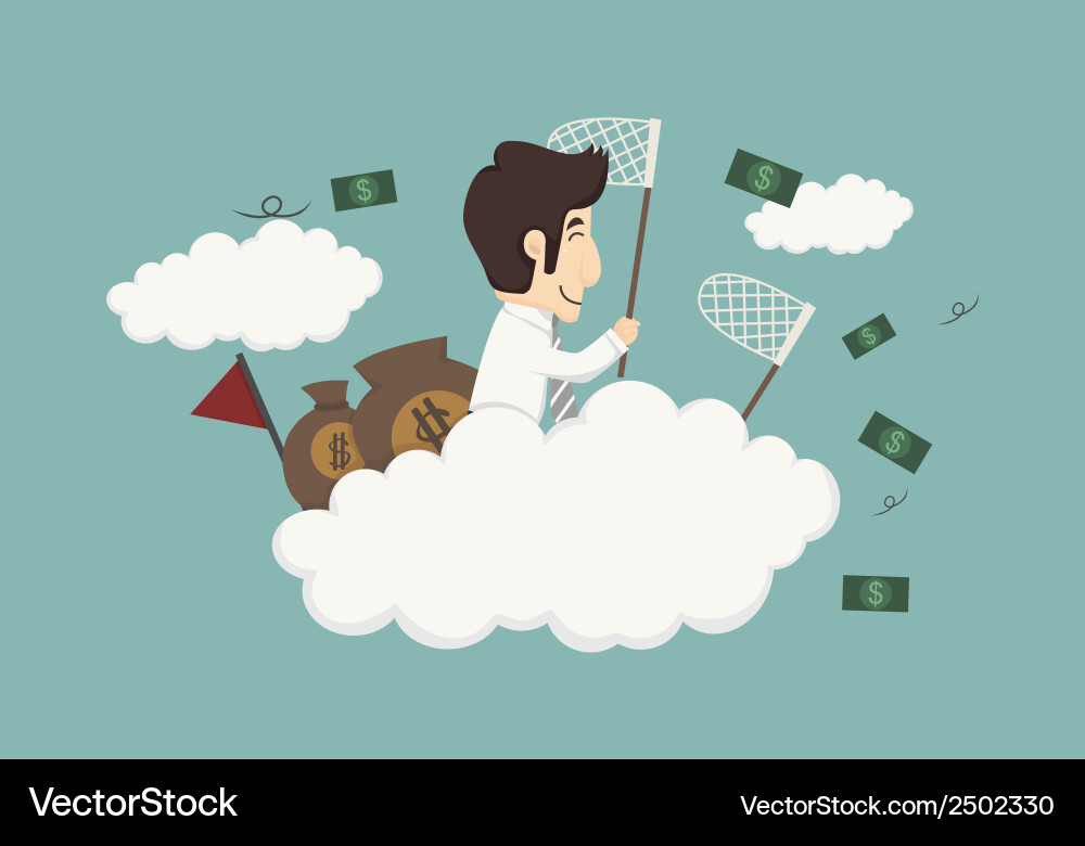 Business man catching money Royalty Free Vector Image