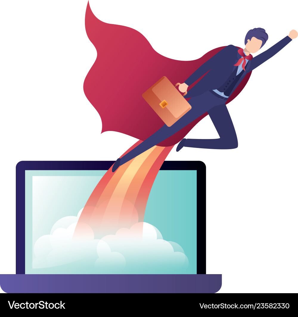 Business man with set icons Royalty Free Vector Image