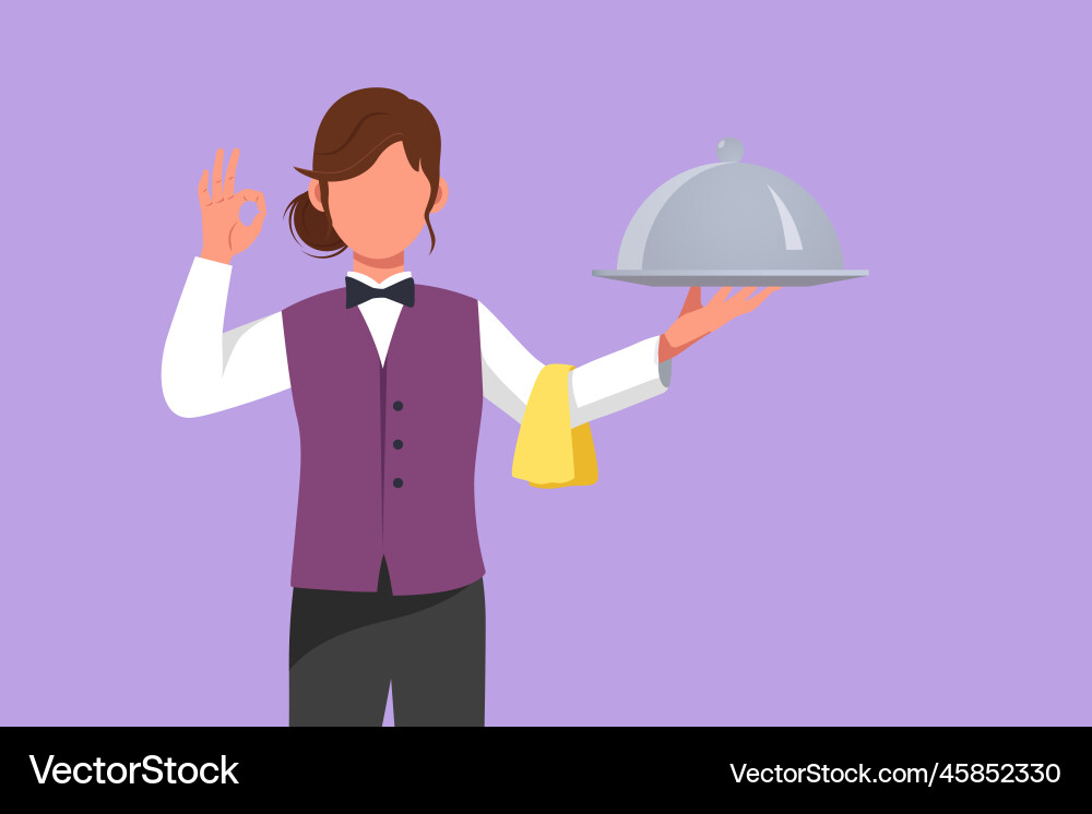 Cartoon flat style drawing female waitress Vector Image