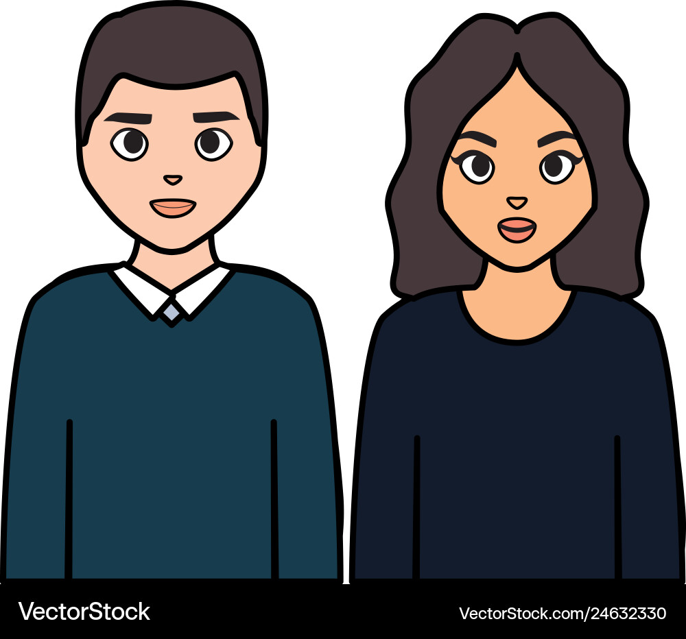 Couple avatar characters icons Royalty Free Vector Image