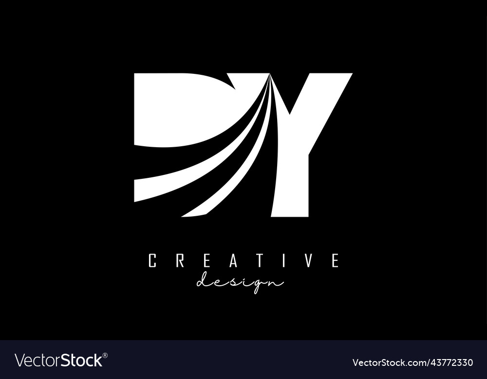 Creative white letters dy d y logo with leading Vector Image