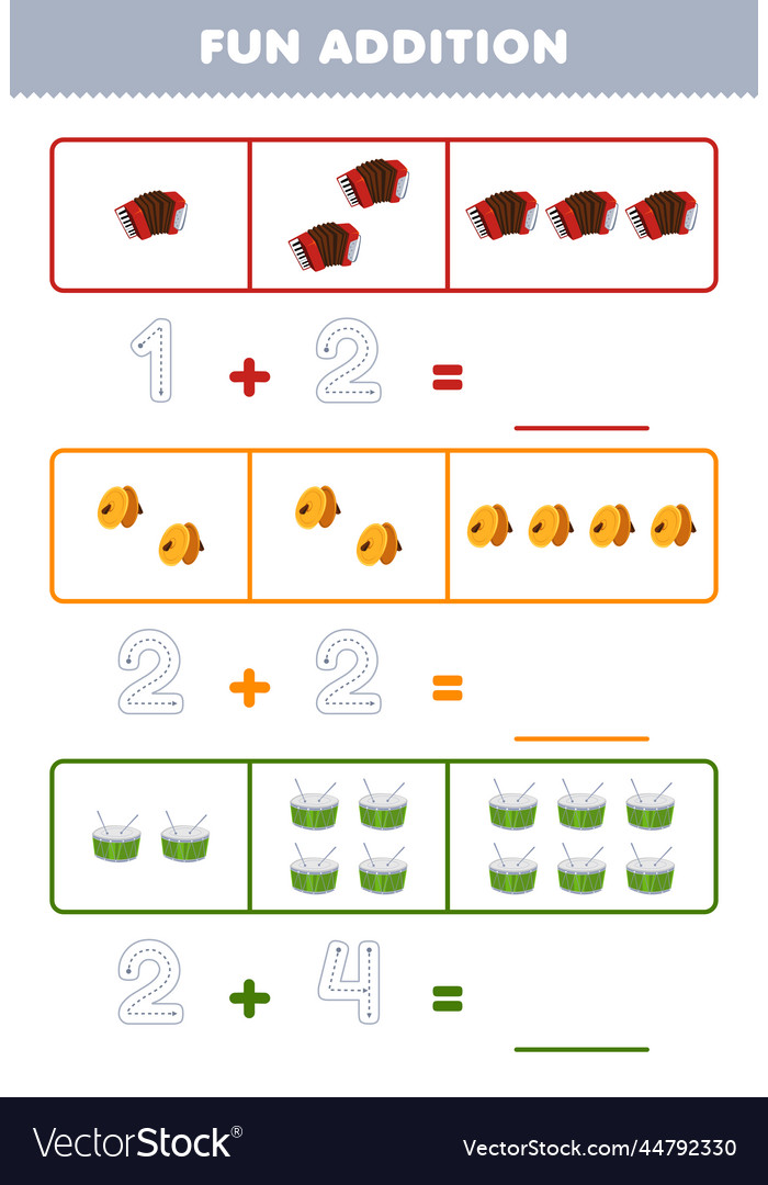 Education game for children fun addition Vector Image