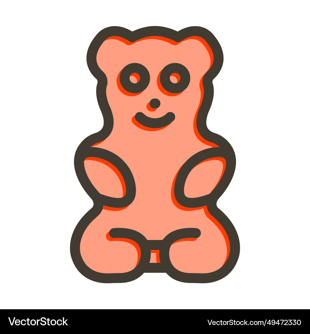 Gummy bear thick line filled colors icon Vector Image