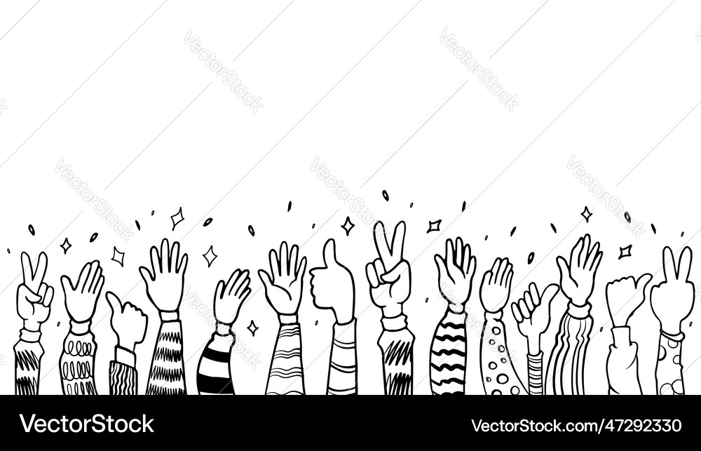 Hand drawing of hands up clapping ovation Vector Image