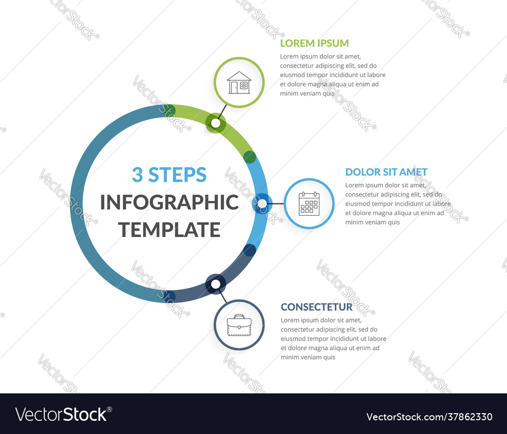 Infographic template with three elements Vector Image