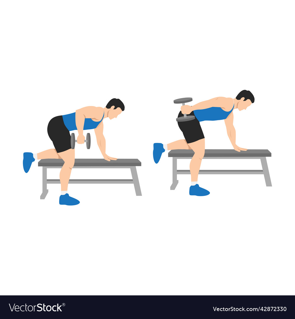 Man Doing Tricep Kickbacks Exercise Flat Vector Image