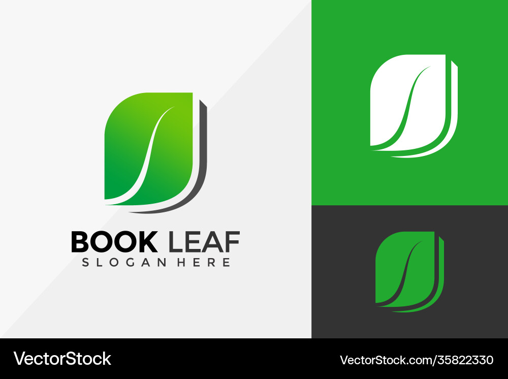 Nature book leaf logo design modern logo designs Vector Image
