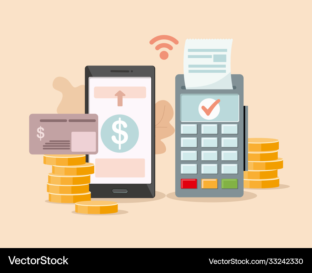 Pos-terminal payment and financial transactions Vector Image