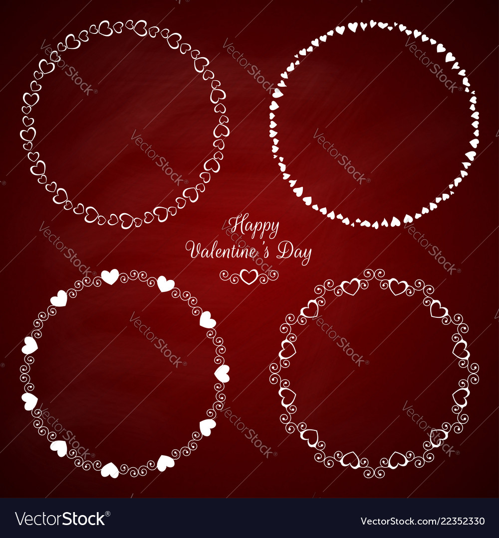 Set of 4 circle cute frames for the st valentine Vector Image