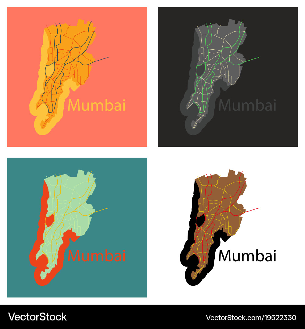 Set of flat icon map mumbai Royalty Free Vector Image