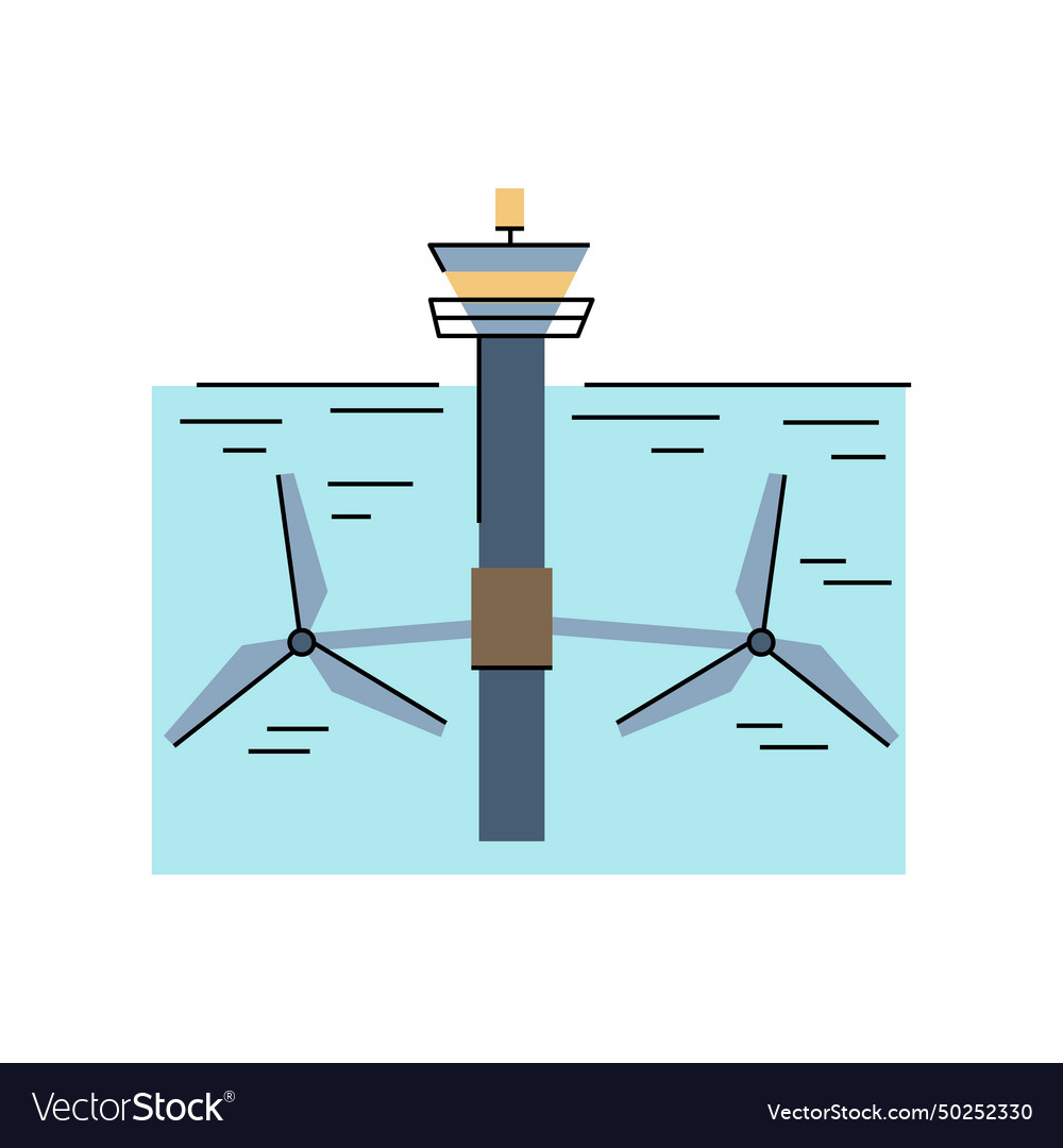 Tidal power station color line icon alternative Vector Image Tidal power station color line icon alternative Vector Image