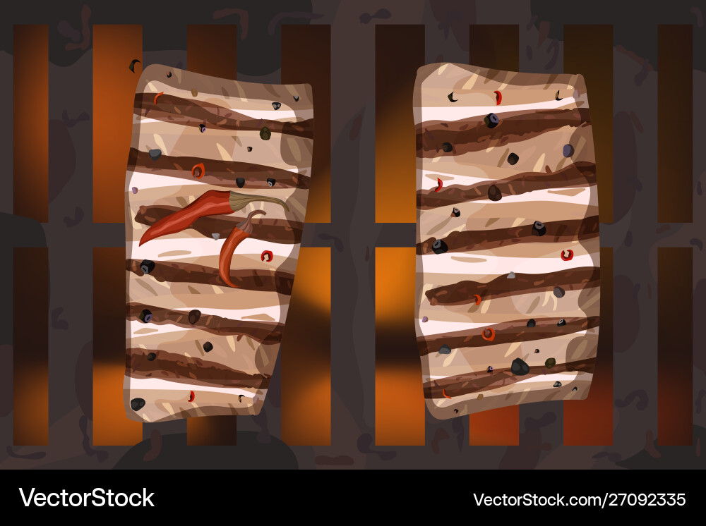 Barbecue ribs with chili pepper Royalty Free Vector Image