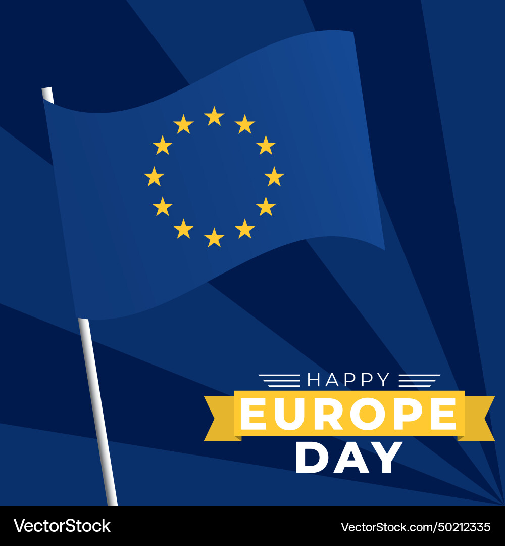 Colored europe day template with flag Royalty Free Vector
