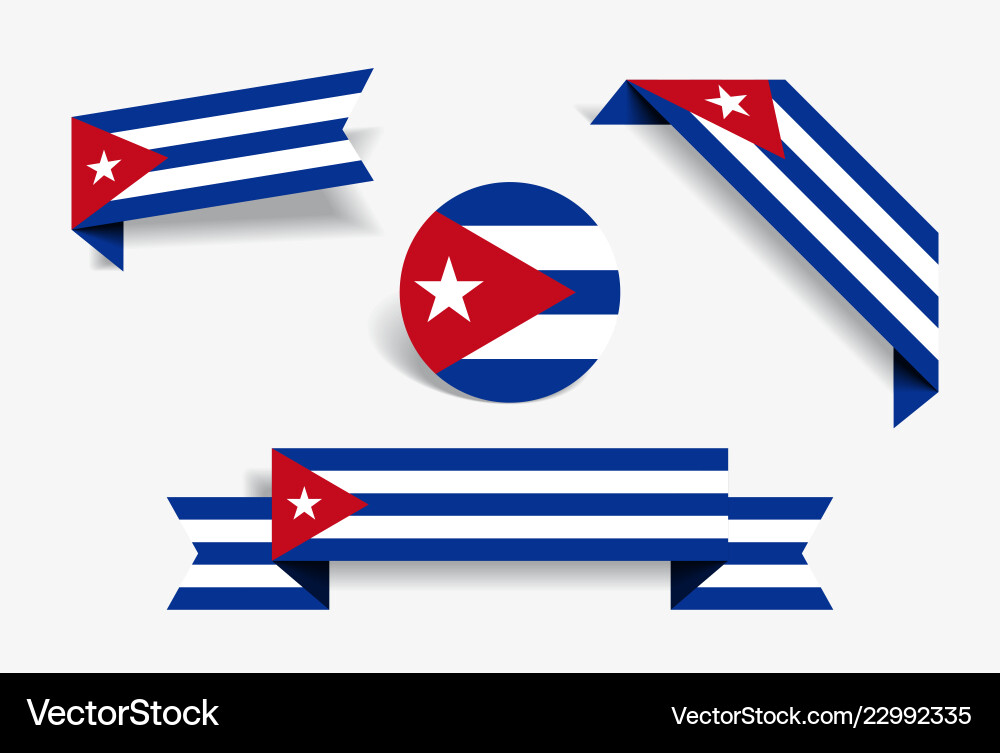 Cuban flag stickers and labels Royalty Free Vector Image