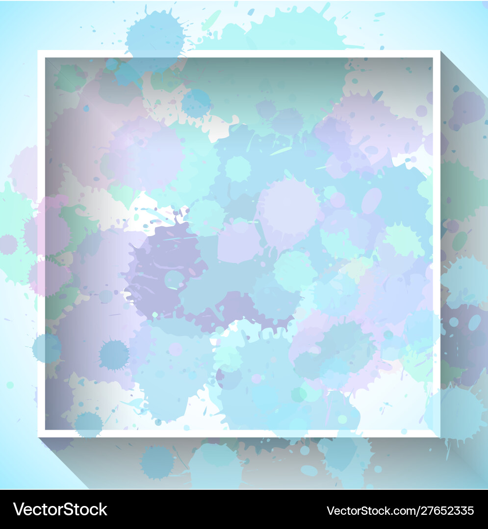 Frame template design with blue and pink splash Vector Image