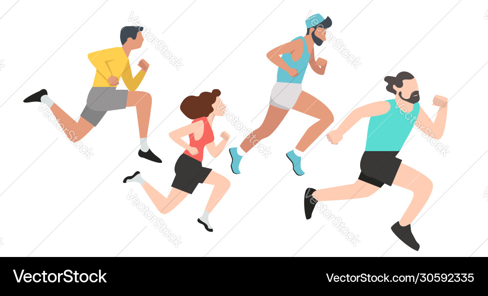 Group running people sports set Royalty Free Vector Image