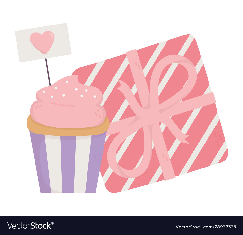 Happy valentines day sweet cupcake sign heart Vector Image