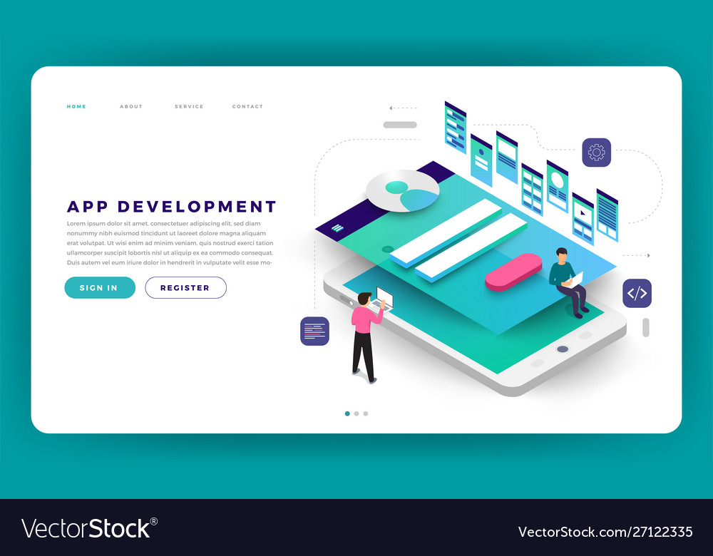 Mock-up design website flat design concept app Vector Image