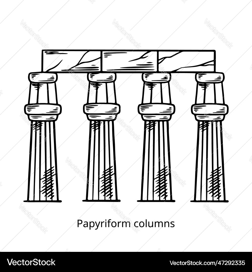 Papyriform columns hand drawing sketch history Vector Image