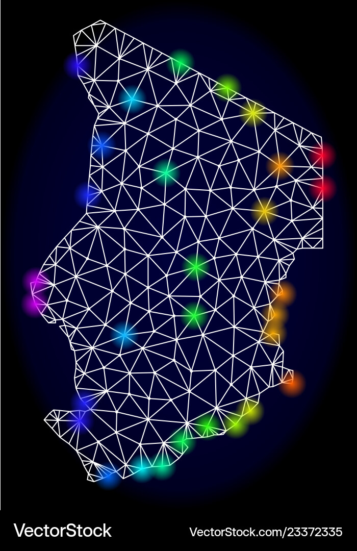 Polygonal 2d mesh map of chad with bright spectrum